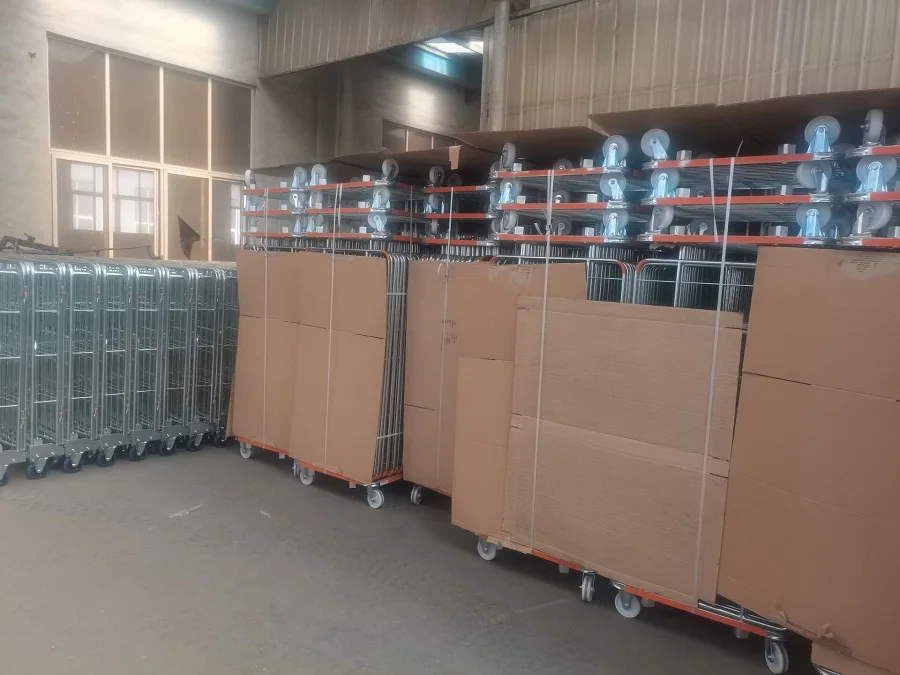 Three Sided Metal Roll Cage Industrial Usage Cage Trolley Folding Roll ...