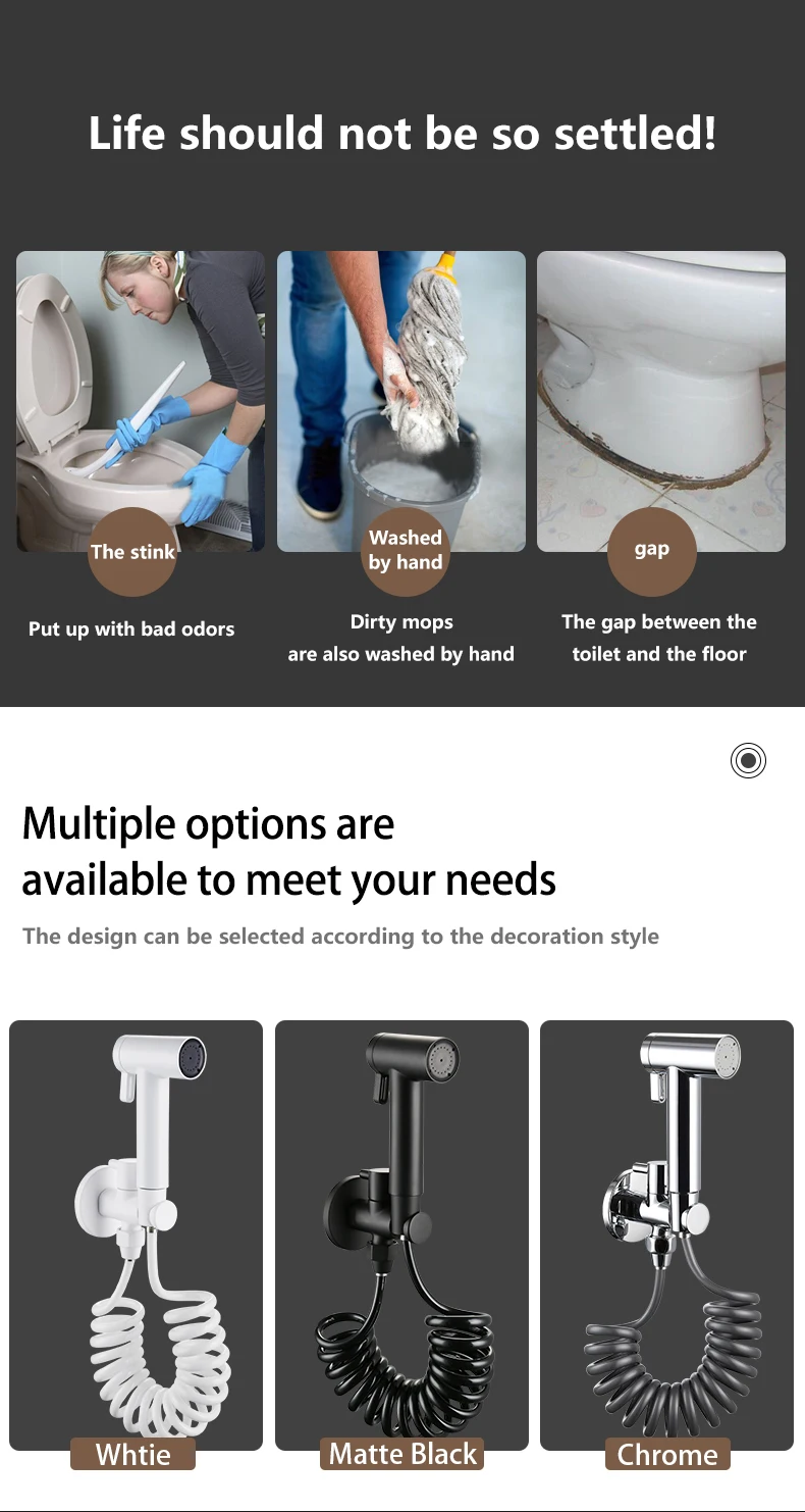 High Quality Muslim Black Bathroom Handheld Toilet Bidet