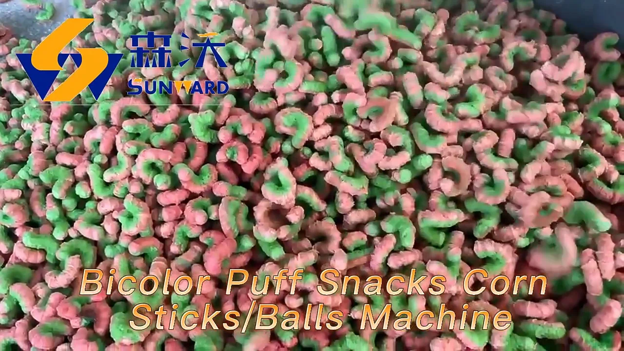 Two-color Puffed Corn Sticks Extruder Corn Snacks Food Production ...