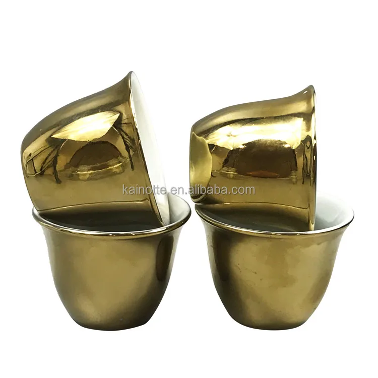 Royal Style Design Ceramic 80cc 120cc 160cc Whole Gold Color Outside ...
