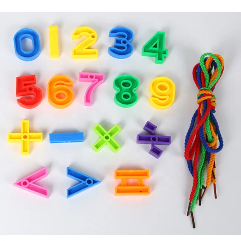 Educational Toys - Lacing Beads Plastic Numbers & Math Blocks