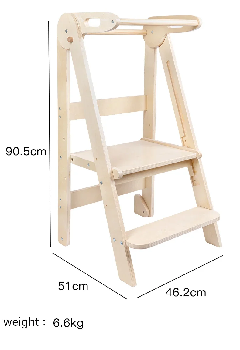 Adjustable Folding Helper Tower - Montessori Learning Tool