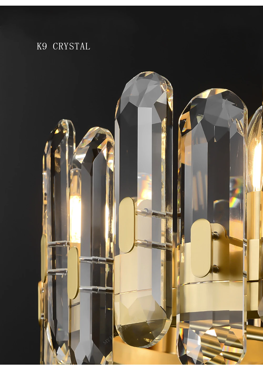 Europe Luxury Brass Crystal Chandelier Led Gold Pendant Light Classical ...