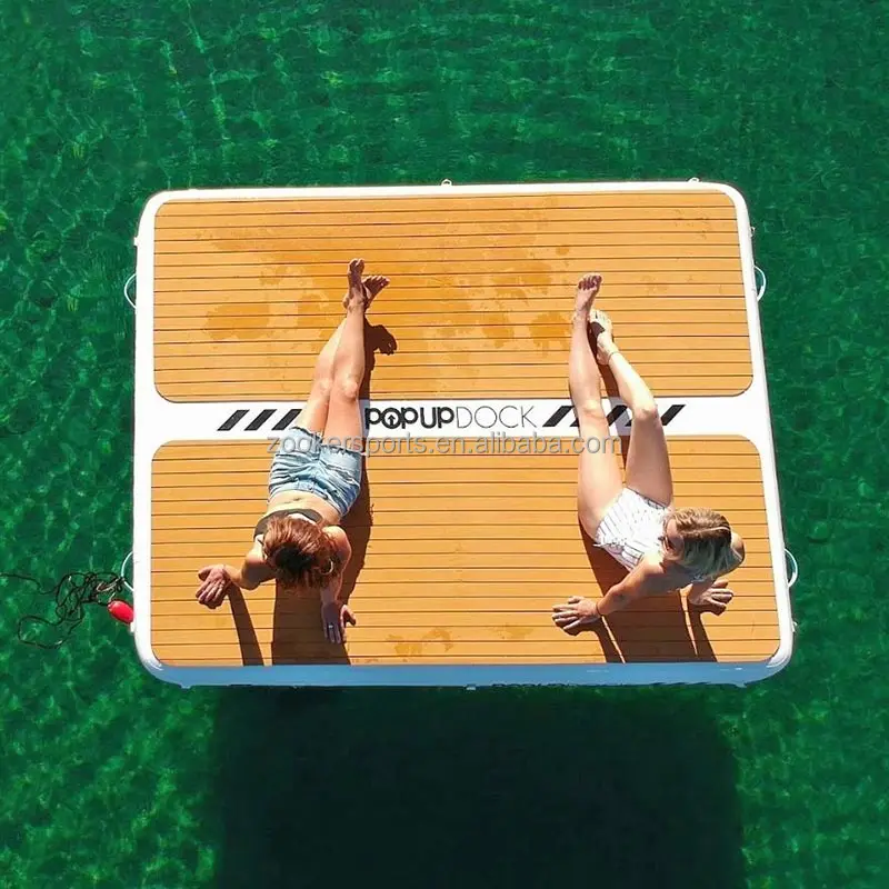 250x150x20cm Teak Deck Inflatable Pontoon Dock - Water Floating ...