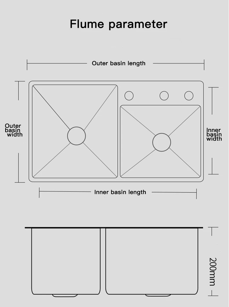 304 Stainless Steel Double Bowl Kitchen Sink - Modern Design, OEM