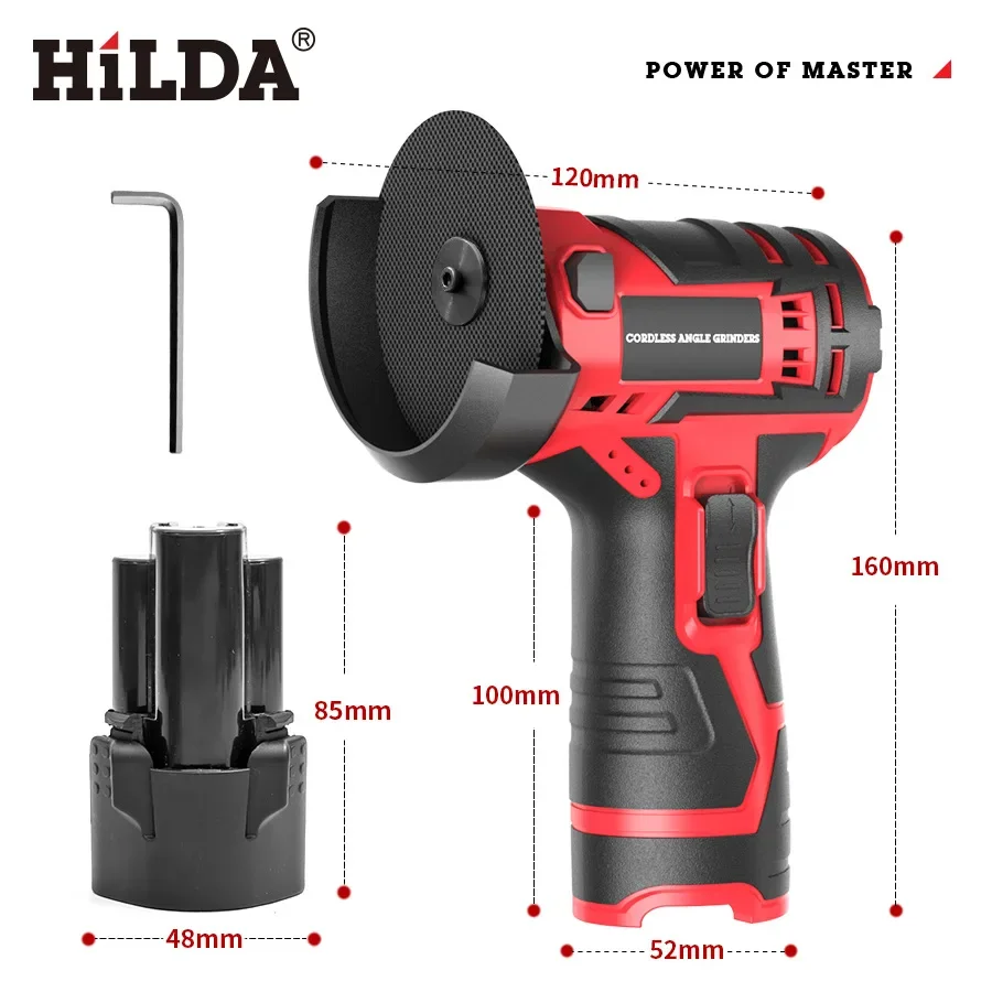 Hilda 12V Cordless Electric Angle Grinder - Mini Cutting Machine