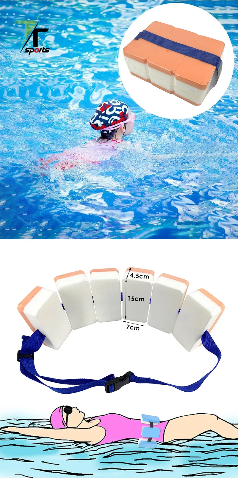 2023 Eva Swimming Back Floating Board Water Waist Belt Swimming ...