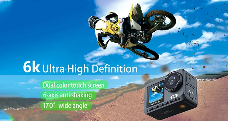 6K 4K60FPS Action Camera Dual IPS Touch LCD EIS 170 Degree 30M ...