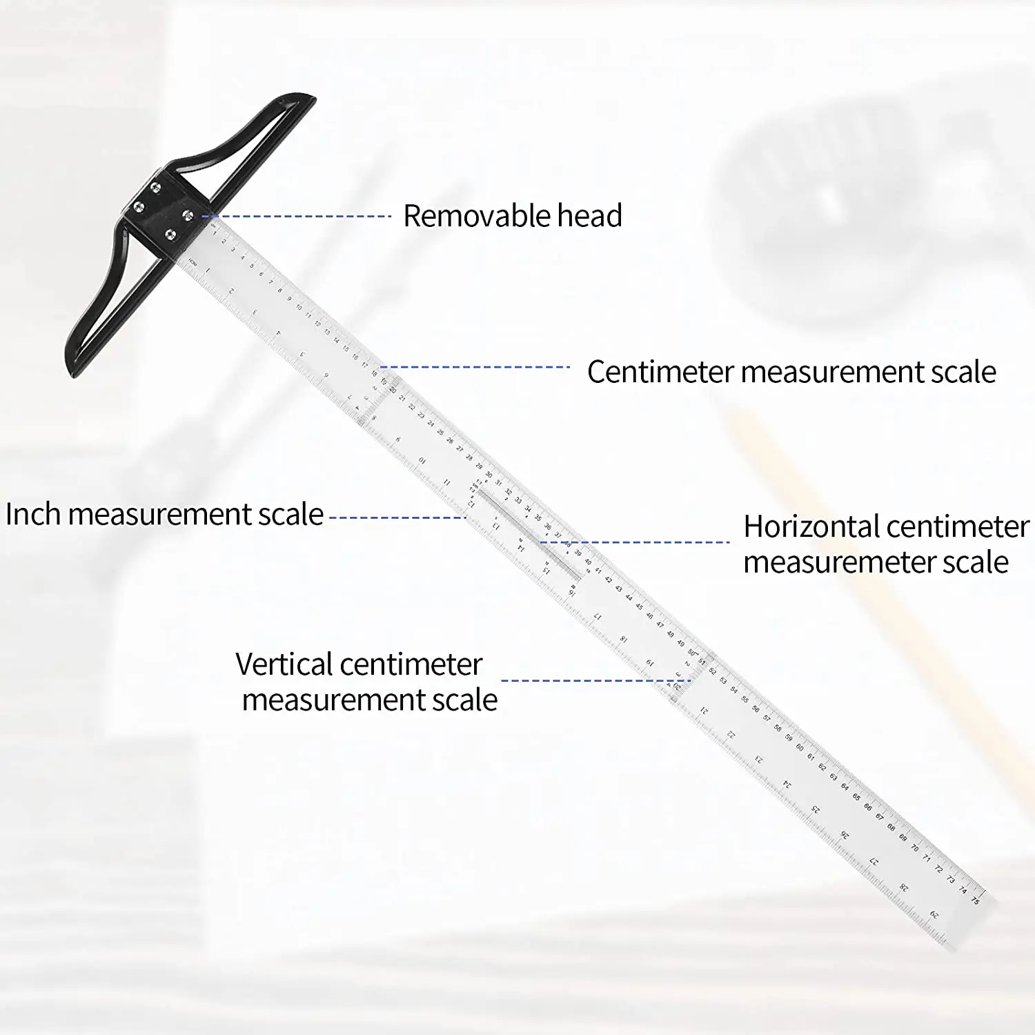 80cm Transparent Acrylic T-Ruler for Accurate Measurements | Precision ...