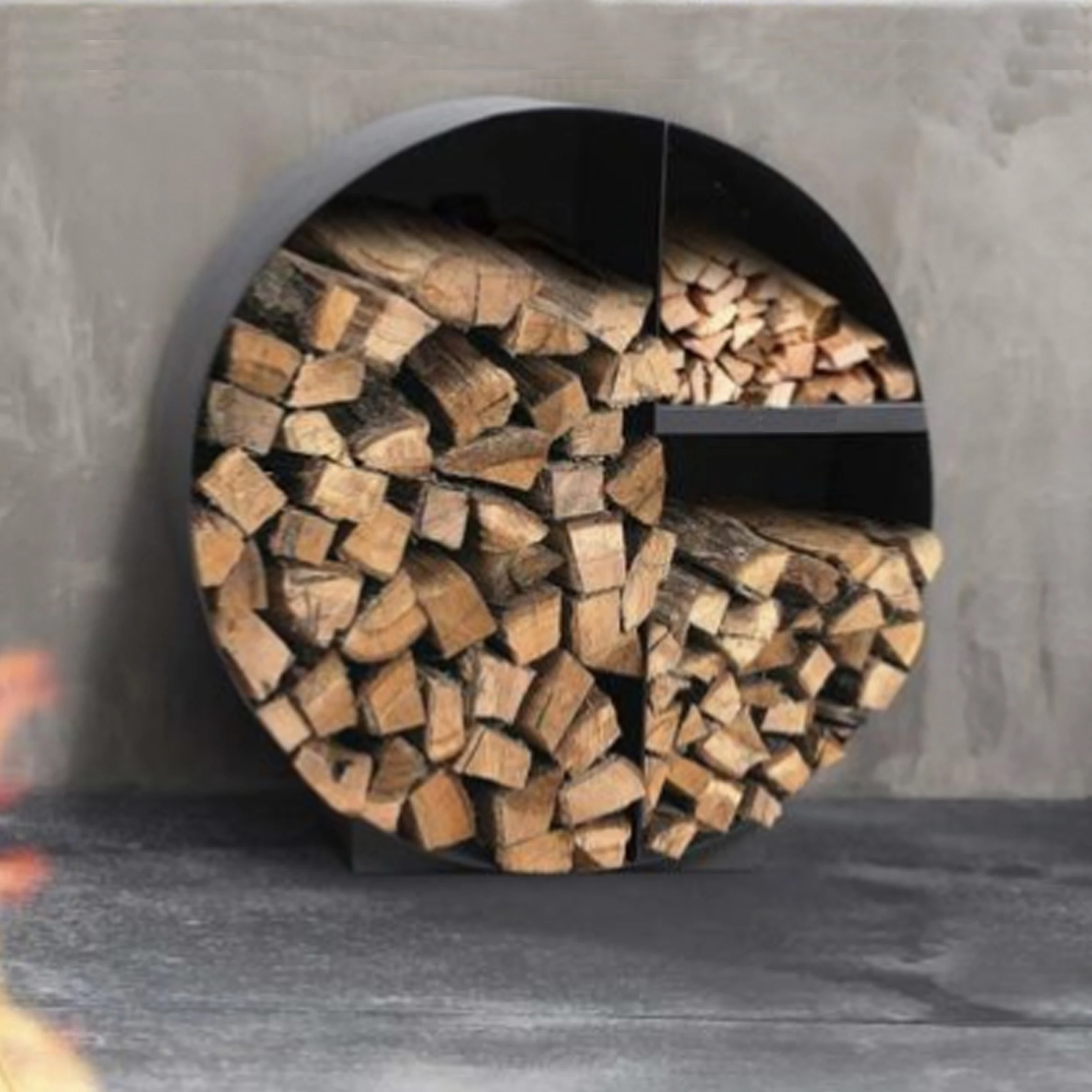 Heavy Duty Black Steel Firewood Storage Rack Round Log Holder| Alibaba.com