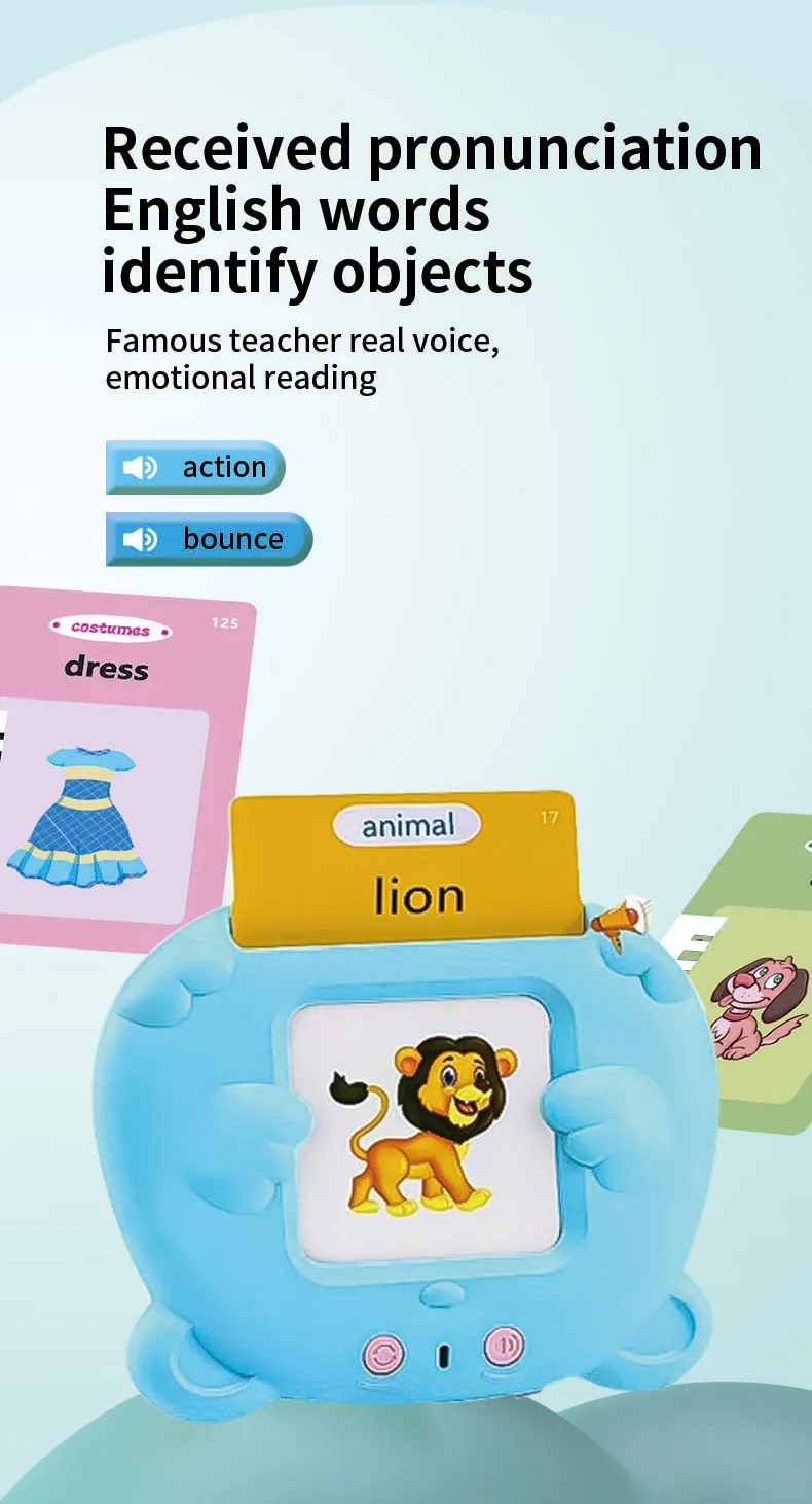 Talking Flash Card Machine Children's Preschool Toy Audio Learning Card ...