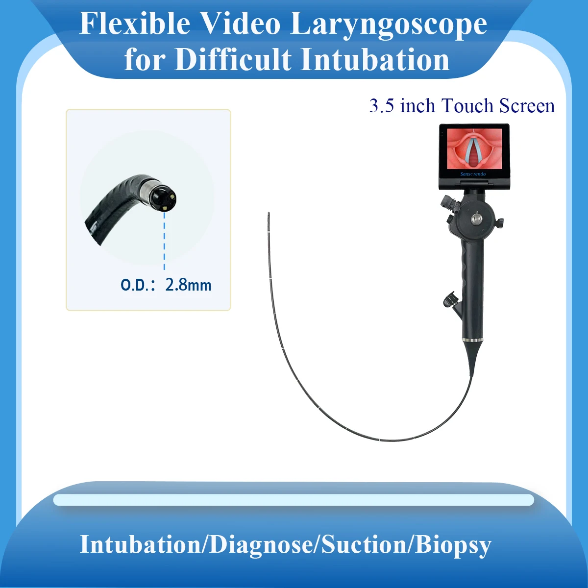 Flexible Laryngoscope 3-inch Hospital Medical Videolaryngoscope Adult ...