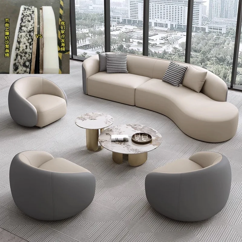 Modern Luxury Hotel Sofas Set Genuine Leather Office & Living Room ...