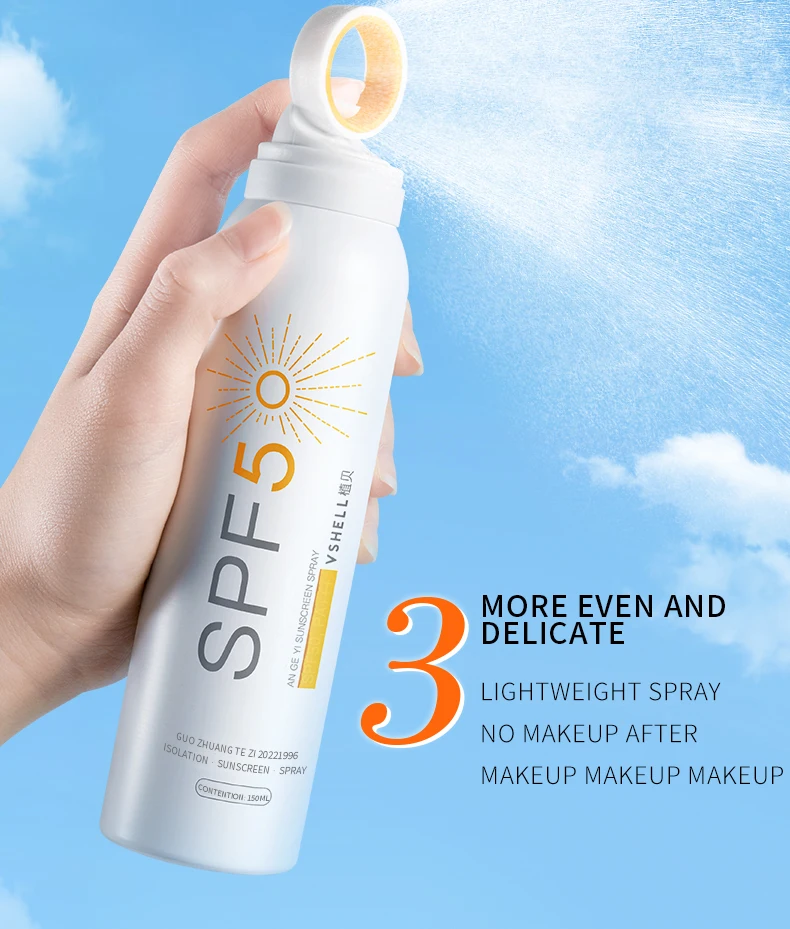 VSHELL Sunscreen Spray SPF 50+ PA+++ Outdoor Anti-Ultraviolet Physical Sun Block Face & Body ...