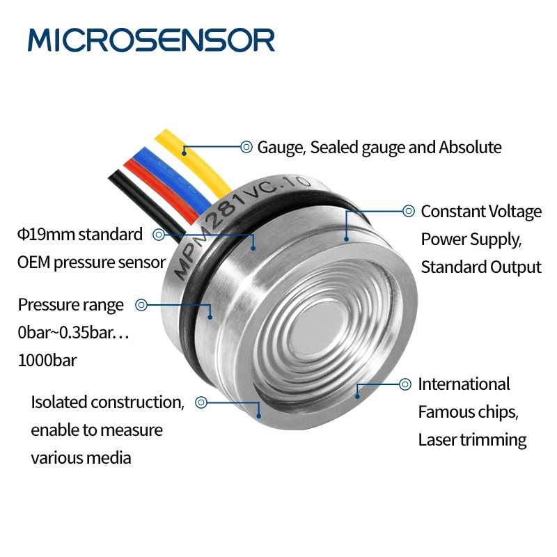 Micro Sensor Piezoresistive Pressure Sensor Silicon Oil-Filled Voltage ...