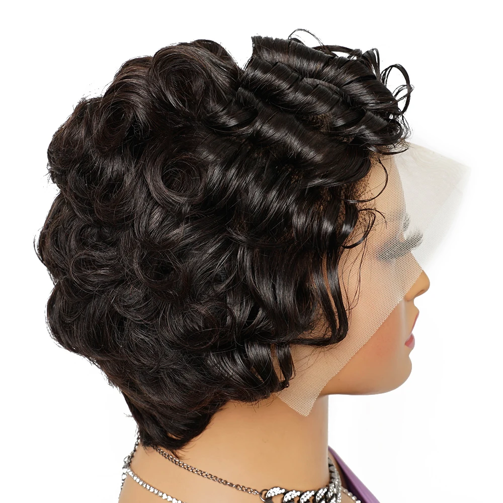 Short Pixie Cut Lace Front Wigs - Natural Highlight 99J