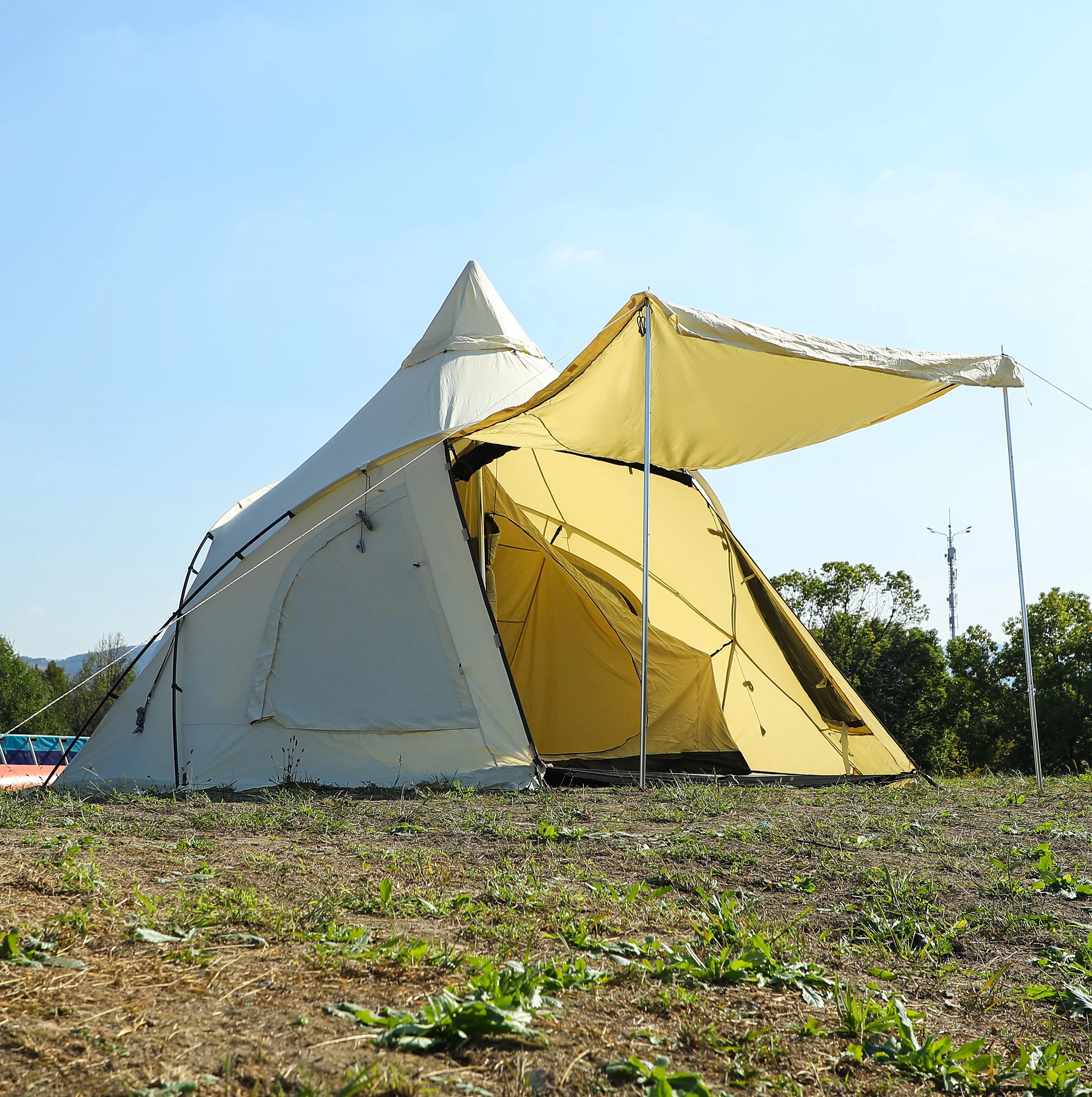 Outdoor Camping Waterproof Bell Tent Pyramid Tent Canopy Tarp Teepee ...