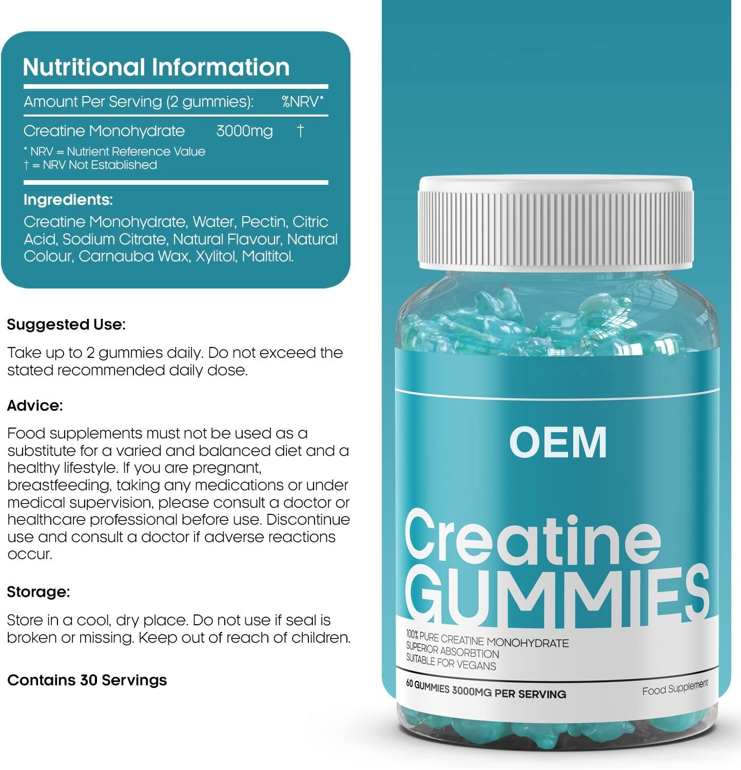 JULONG OEM Private Label Creatine HCL Gummies - Muscle Building Supplement