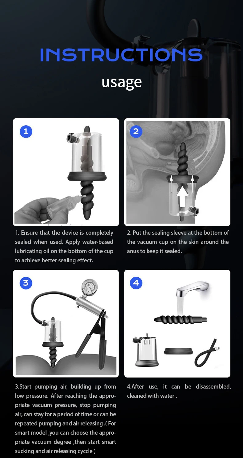 Manual Rosebud Vacuum Pump PRO Series 3 Plug Set for Masturbation