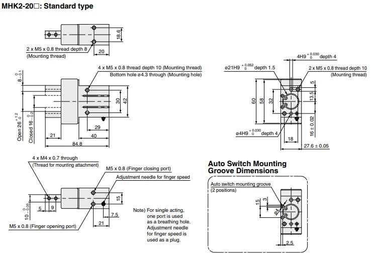 Wedge Cam Operation Slide Guide Air Gripper Mhk2 Mhkl2 Mhk2-12d Mhk2 ...