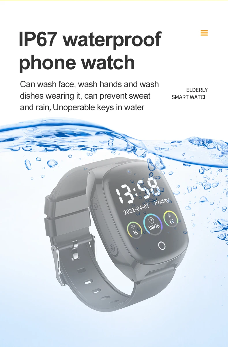 노인을 위한 D300 4G GPS 시계, Smartwatch IP68 방수 GPS WiFi 추적기/심박수 혈압 블랙 골든 ...