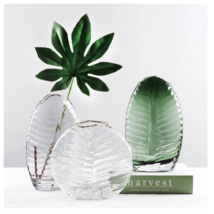 Modern Design Wide-Mouth Short Clear Glass Flower Vase with Metal Frame ...