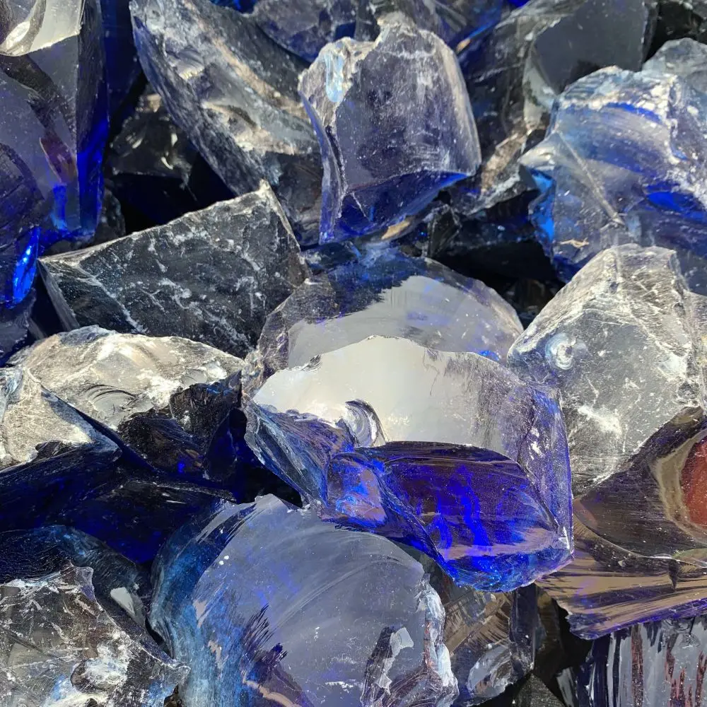 Slag glass stone Blue natural Glass Rocks for landscaping gabion walls ...
