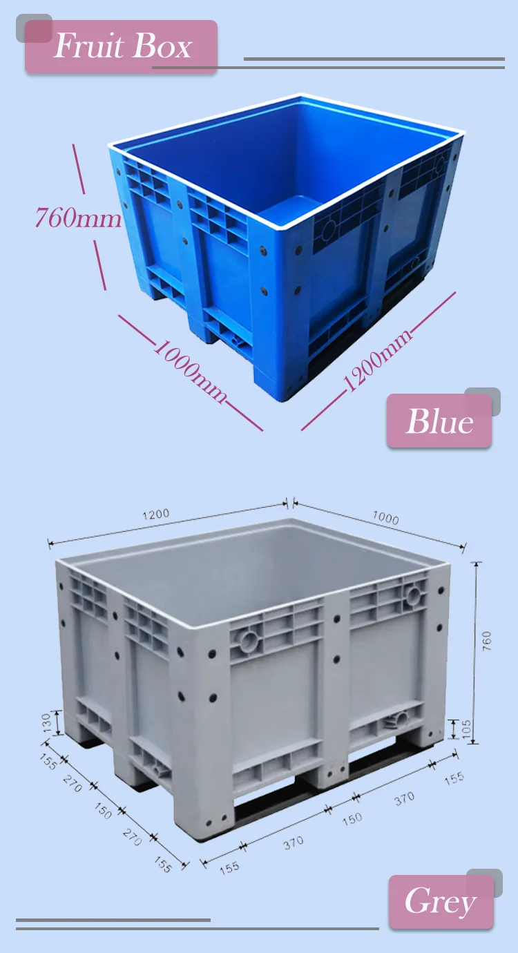 Large Plastic Pallet Container 760 Stackable Solid Box Pallet Box ...