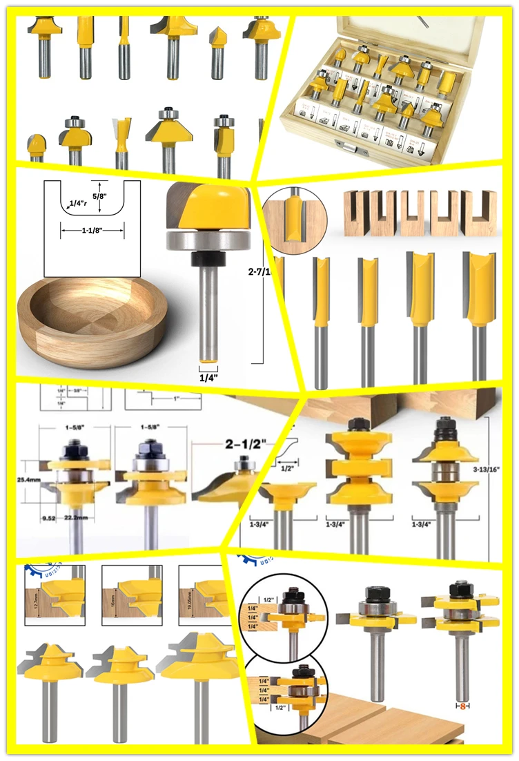8mm Shank V-Notch Tongue and Groove Flooring Router Bit Set With Edge ...