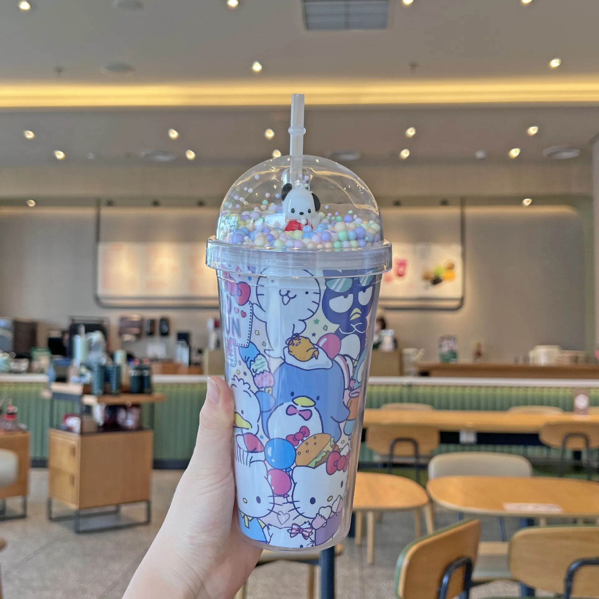 450ml New Sanrio Cartoon Plastic Cup Double Layer Crushed Ice Cup ...