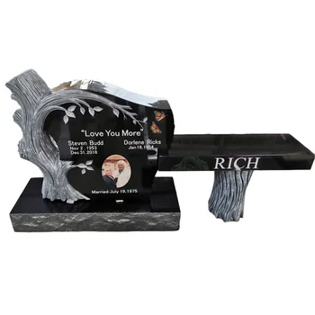 Indian Best Black Granite Modern Tree Shaped Headstone With Bench,Tree ...