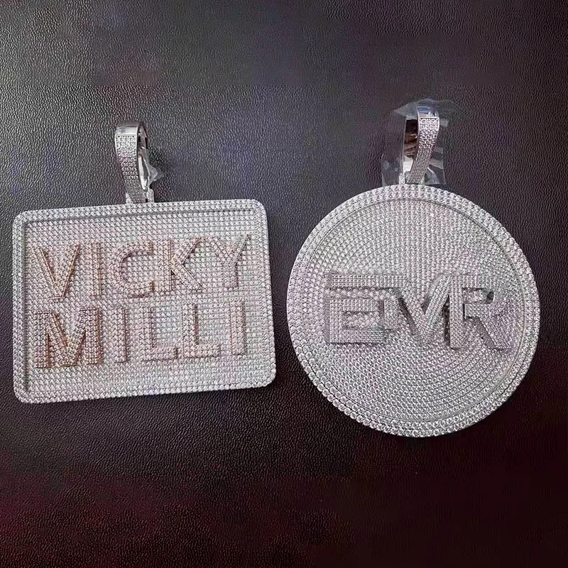 Custom Iced Out Pendant Hiphop Customized Big Size Inches Round Shaped ...