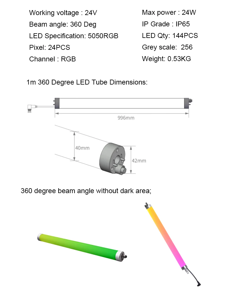360 Led Tube Light for Nightclub Decoration - RGB Stage Light