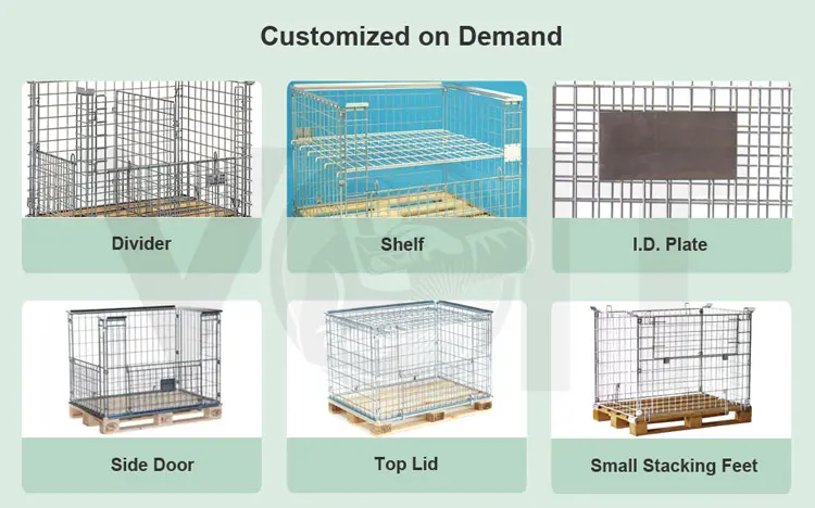 Vt-nf1 Heavy Duty Stacking Collapsible Wire Storage Steel Box For Euro ...