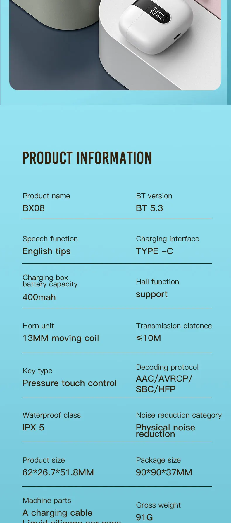 X08 High Quality Factory Price Earphones Earphones In-ear True Wireless ...