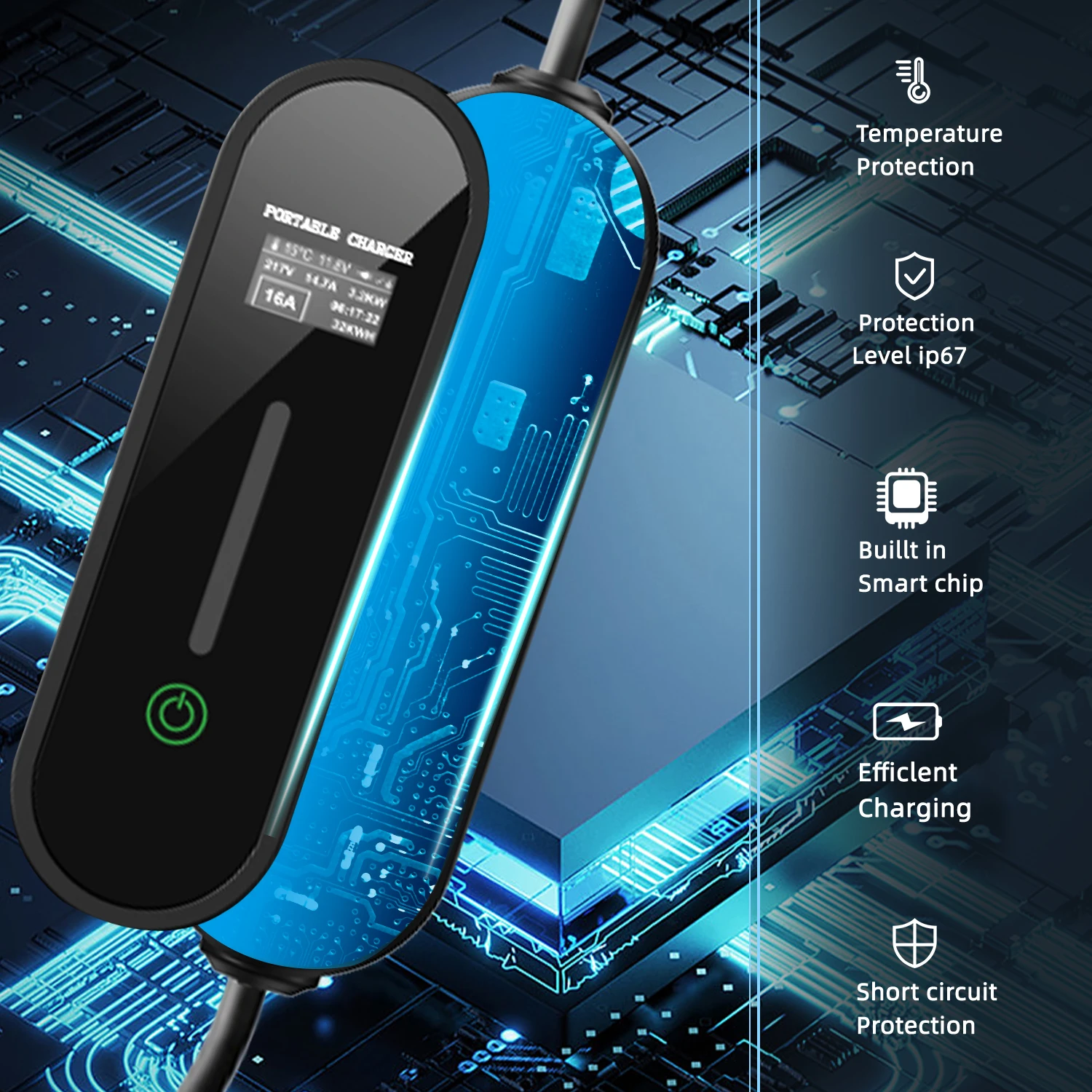 32a Level 1 Type 2 European Ac Ev Charger 7kw Portable Ev Charger ...