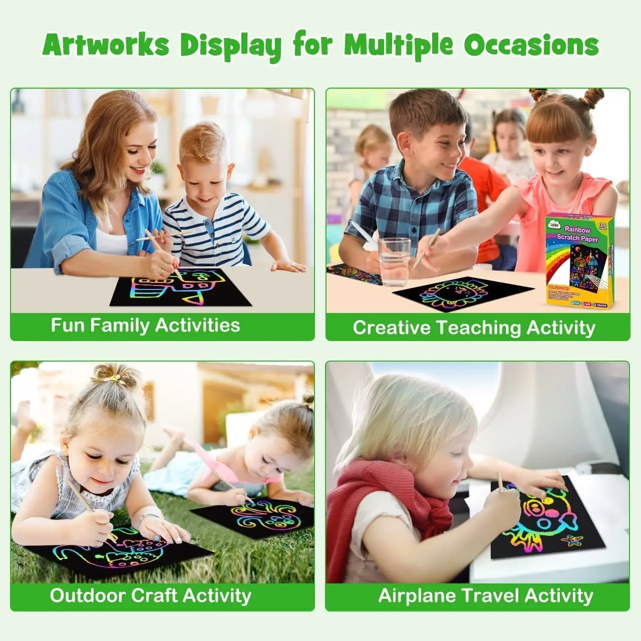 Disn Scratch Paper Art Set,Rainbow Magic Scratch Paper For Kids Black ...