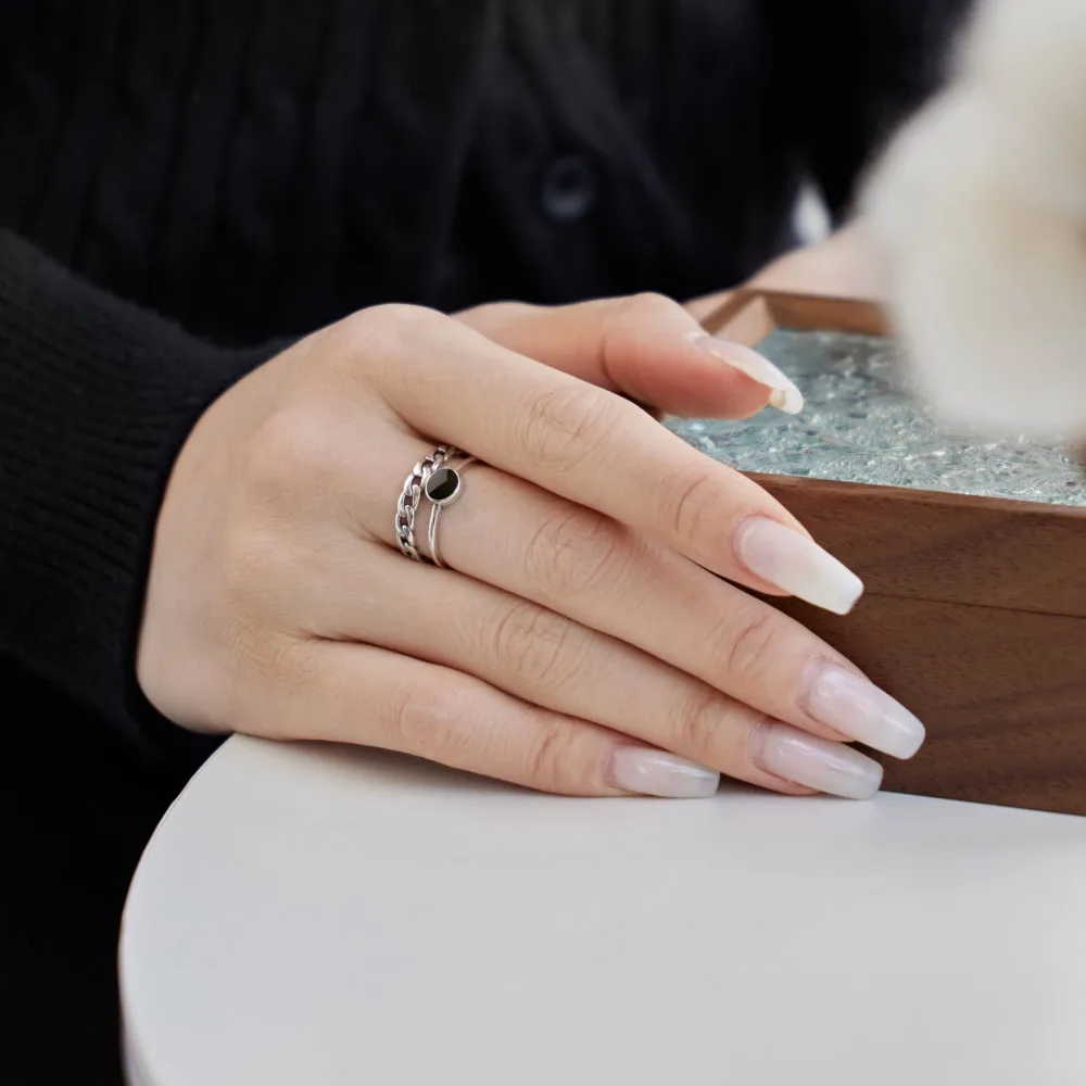 Dylam Vintage Design 925 Sterling Silver Rhodium Plated Tarnish Free Double Layer Enamel Link ...