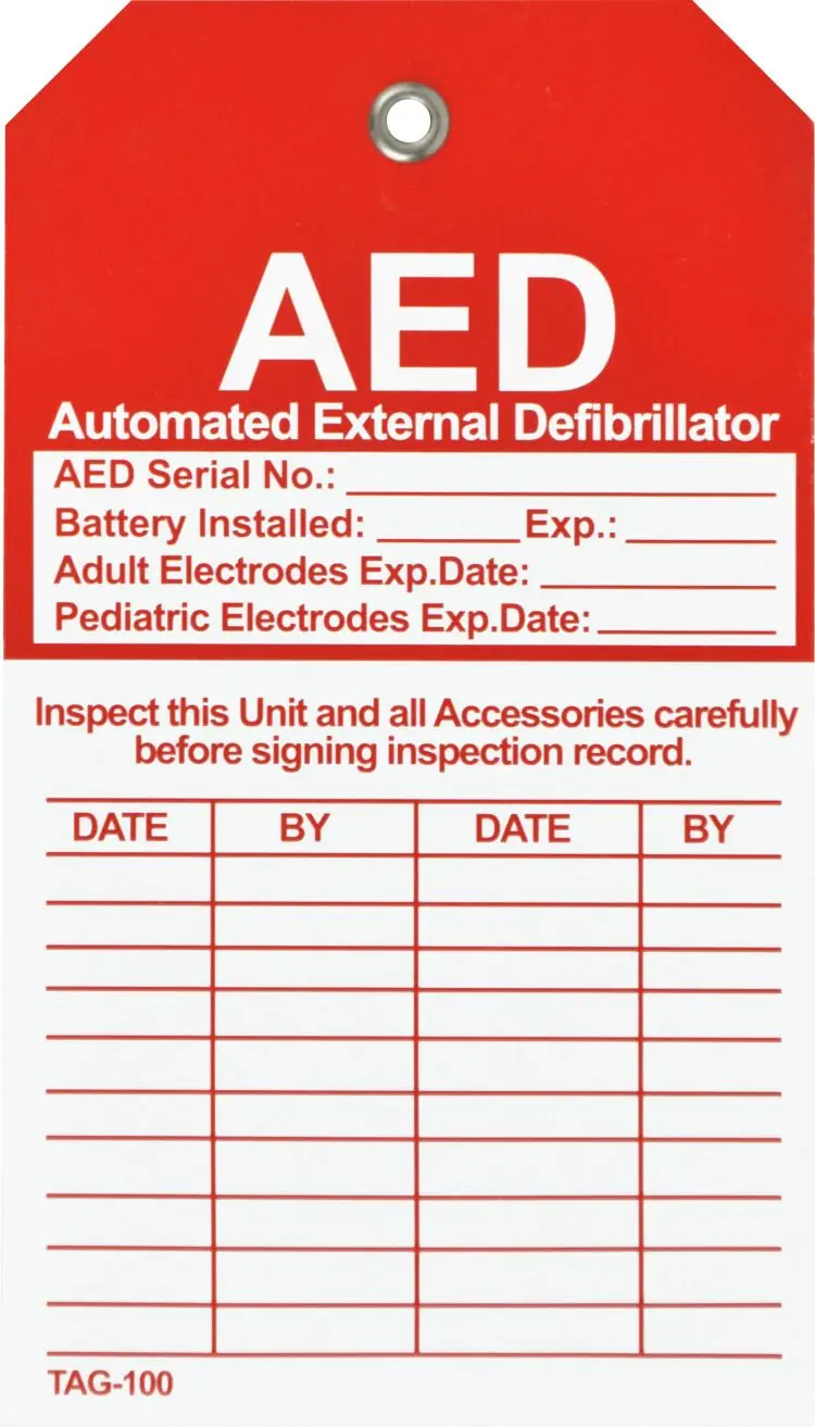 AED Inspection Tag - Ensure Your Defibrillator Is Ready
