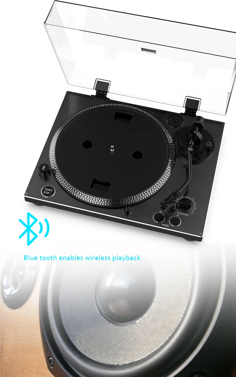 USB Belt-Drive Turntable with Pitch Control & Vintage Charm