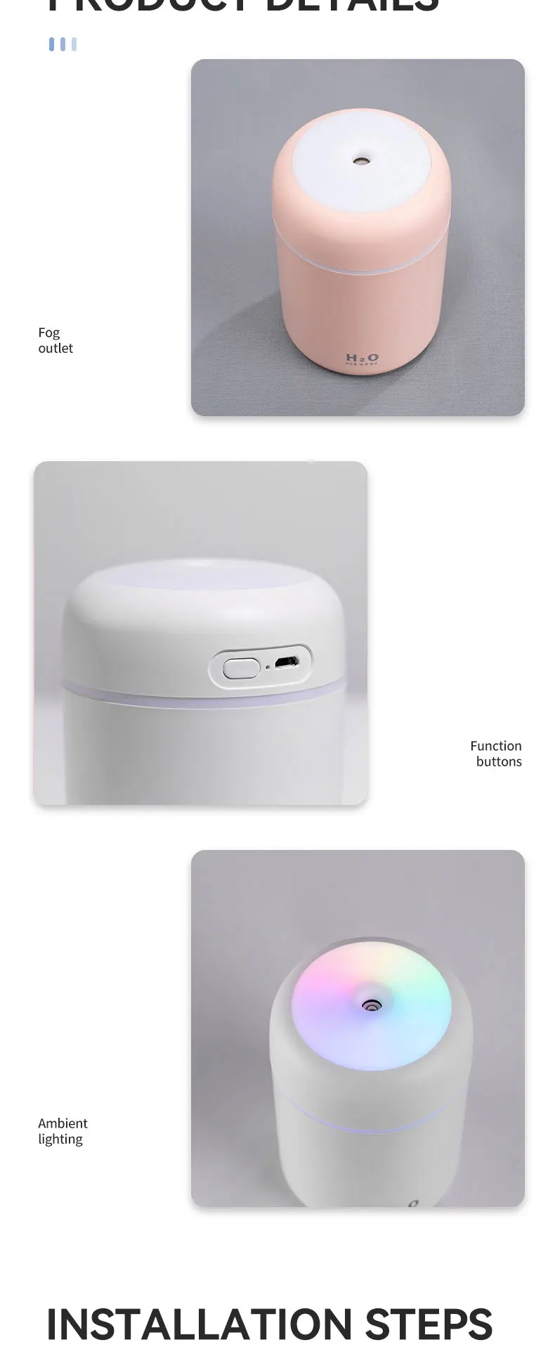 Portable Mini 300ml H2o Car Humidifiers USB Personal Desktop Cool Mist Air Humidifier With ...