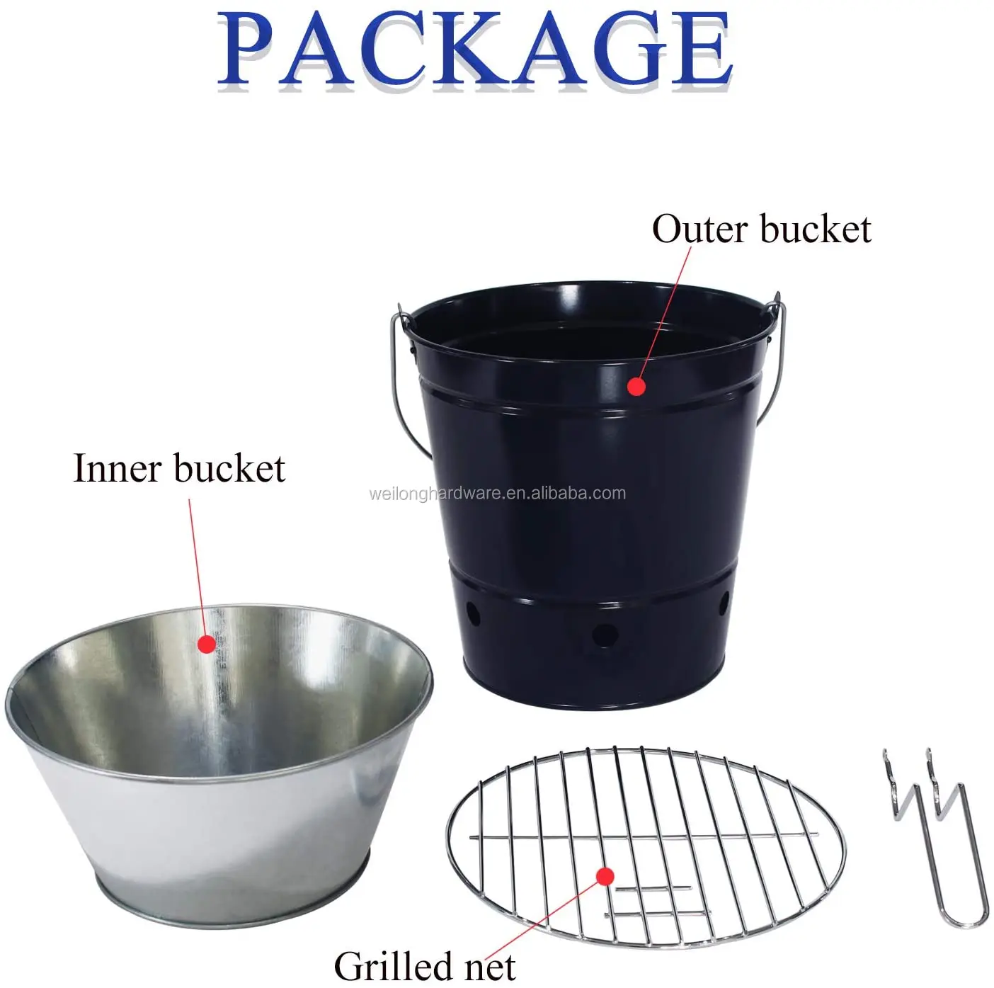 Charcoal Grill Bucket - Portable Outdoor BBQ for Camping