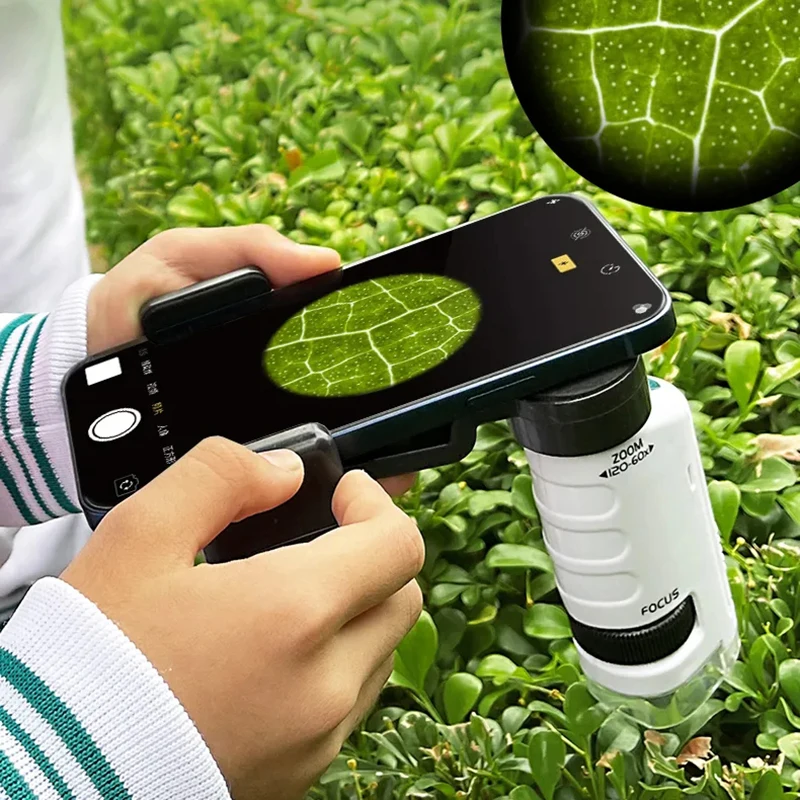 Illuminated Mini Portable Microscope Toy With 60-120X Zoom Capability ...