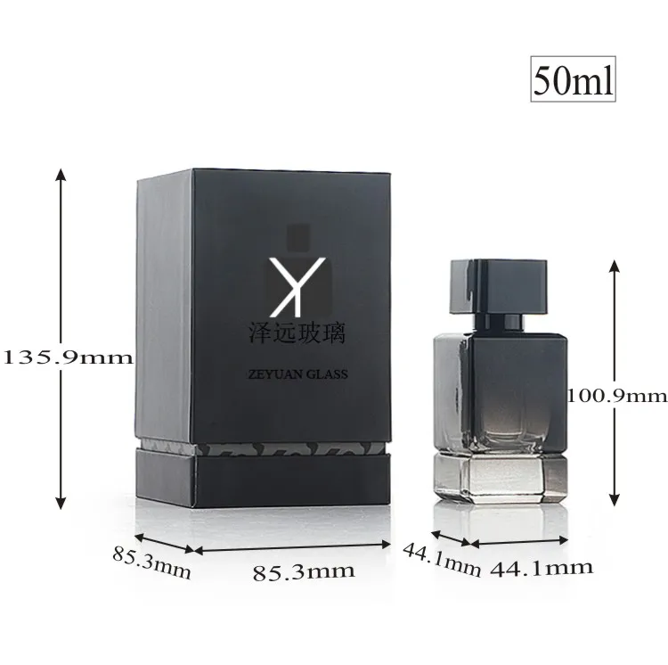 Luxury Customized Matt Black Square Perfume Bottle 50ml Heavy Thick ...