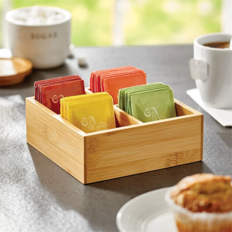 Bamboo Wooden Tea Organizer Storage Box Wood Box Tea Bag Holder Rack ...
