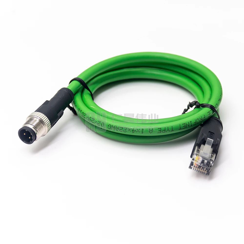 Industrial Ethernet Cable M12 Connector 4 Pin Shielded D Code Male to RJ45