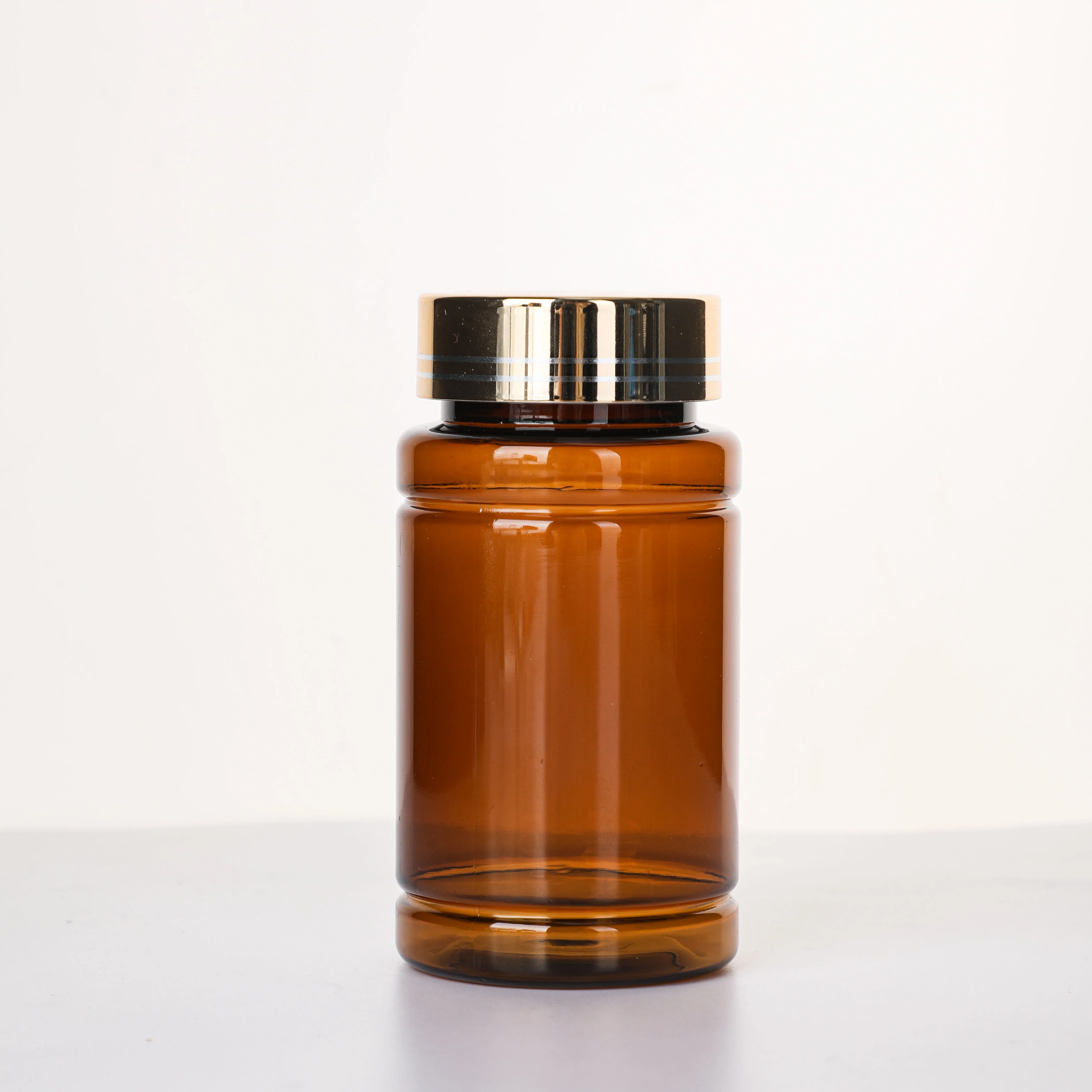 Custom Round Amber Plastic Pill Container Tablet Medicine Vitamin ...