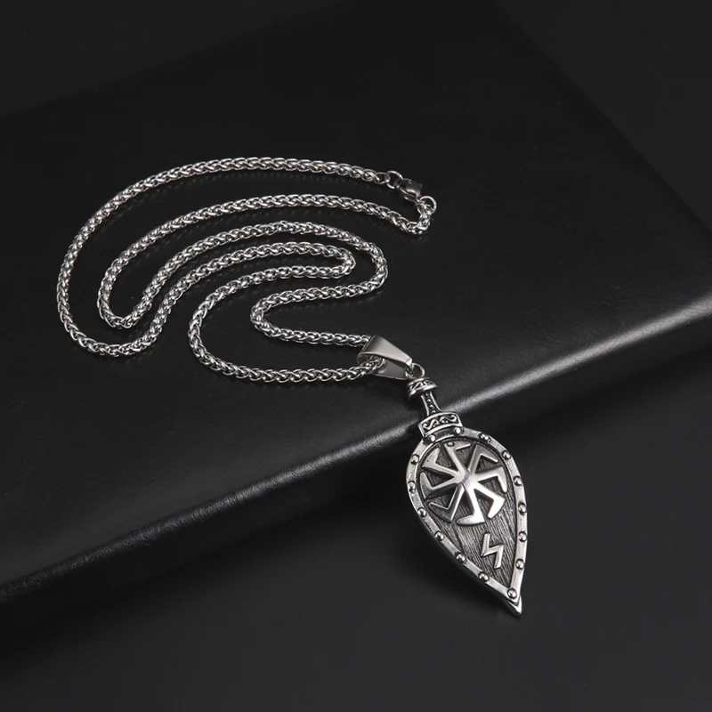 Stainless Steel Slavic Kolovrat Shield Pendant Viking Jewelry Mens ...