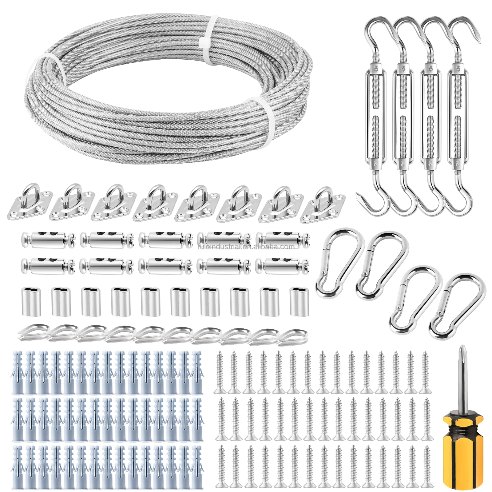 304 Stainless Steel Wire Rope Turnbuckles Pad Eyes Sleeves Clips ...