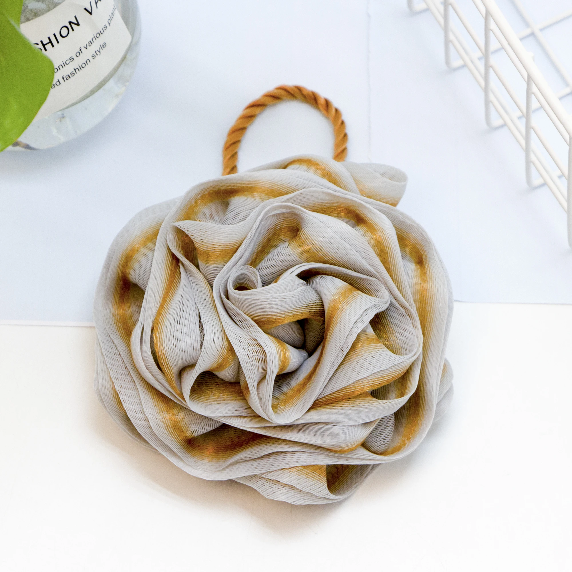 Custom Loofah Sponge Flower Shape Rose Mesh Pouf Exfoliating Shower ...